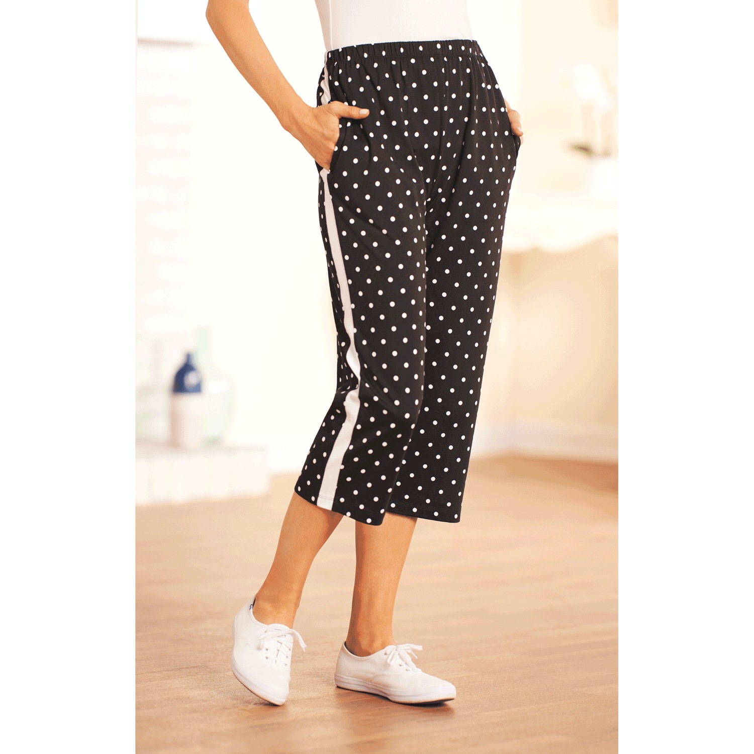 Contrast Stripe Capris | Essentials