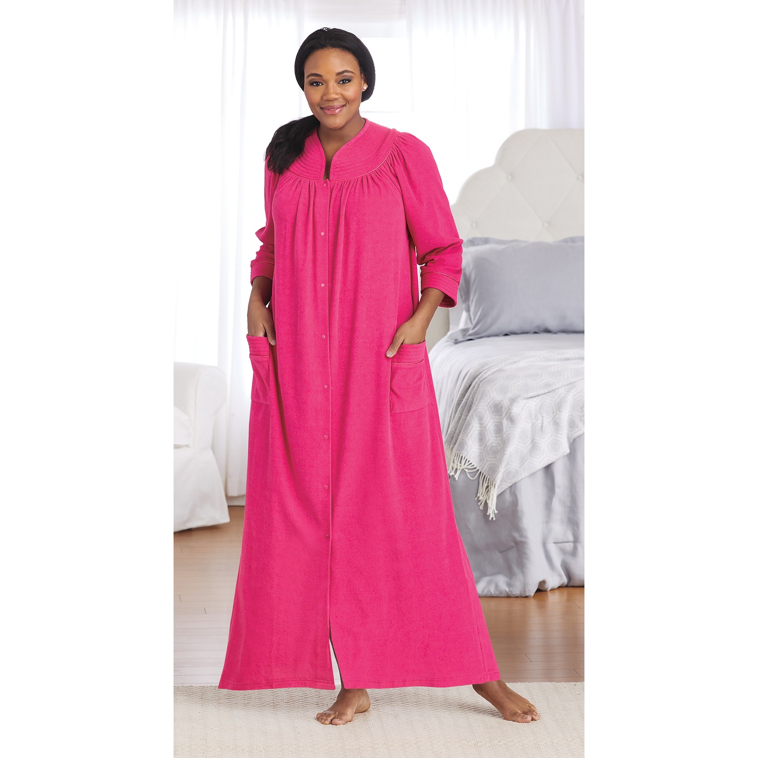 Snap-Front Long Terry Robe | Essentials